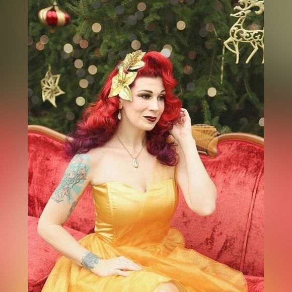 Dresses | Gold Glitter Tulle Dress Rockabilly Vintage Pinup Ticci ...